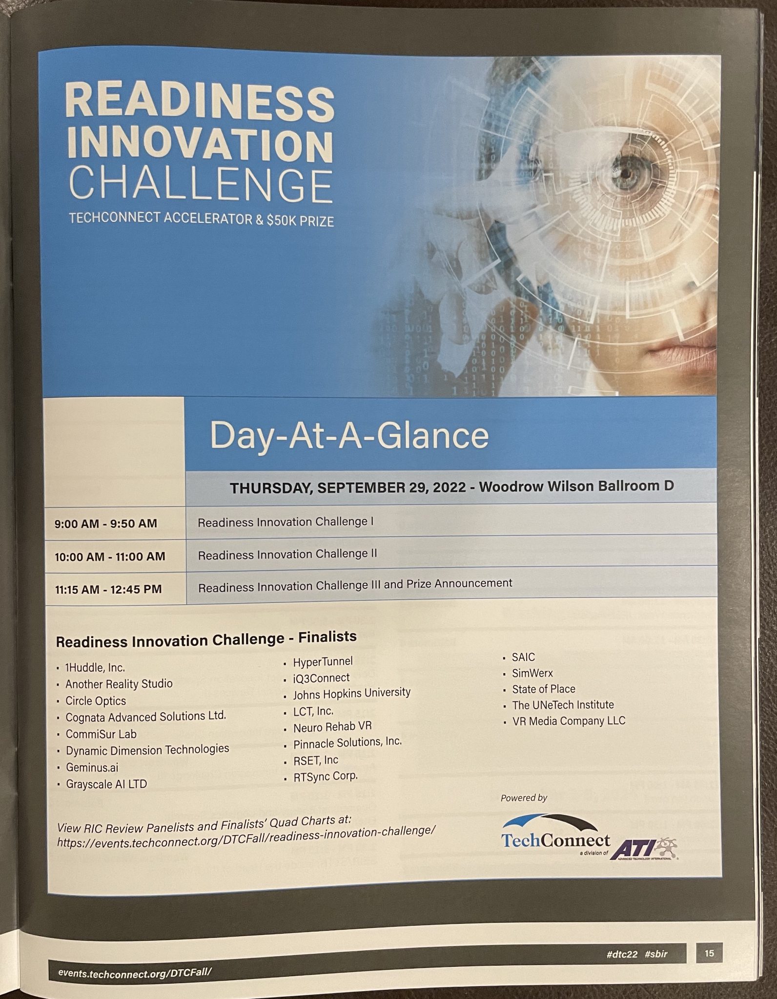 Finalist for the Defense TechConnect Readiness Innovation Challenge ...