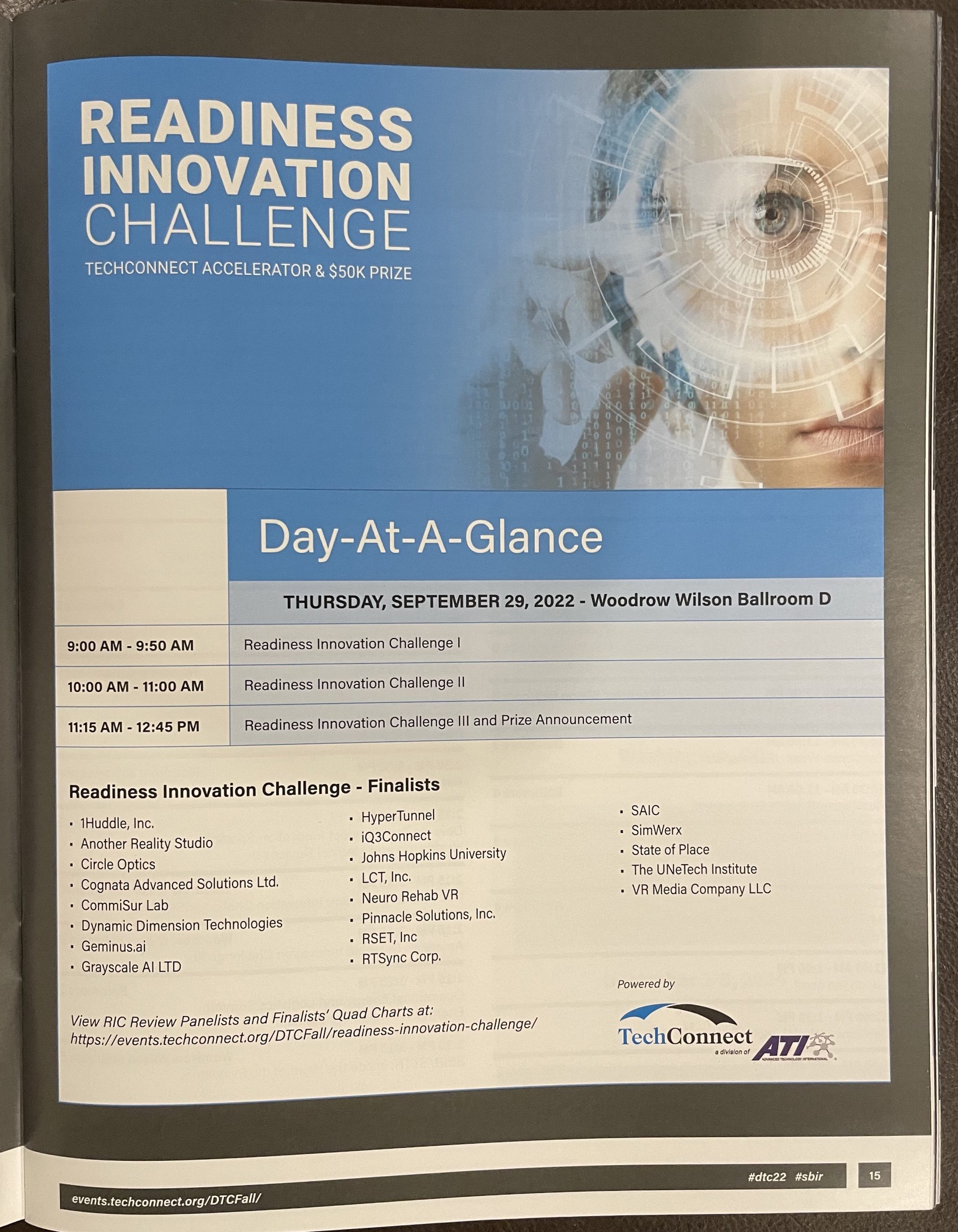 Finalist for the Defense TechConnect Readiness Innovation Challenge ...